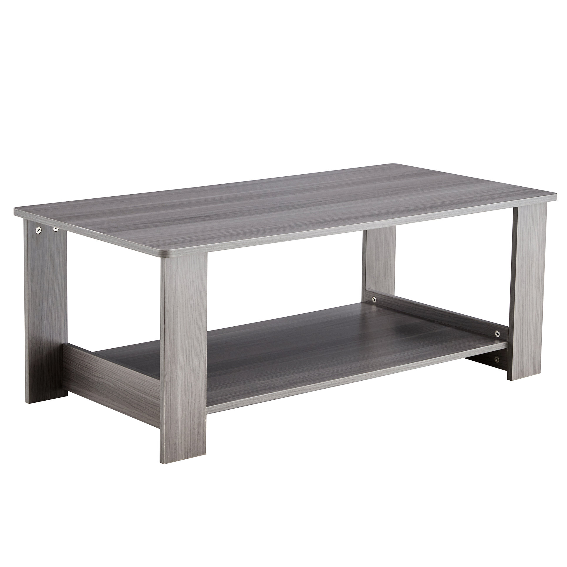 Ebern Designs Modern Style Gray Rectangular Coffee Table - Double Layered, Minimalist, Material ...